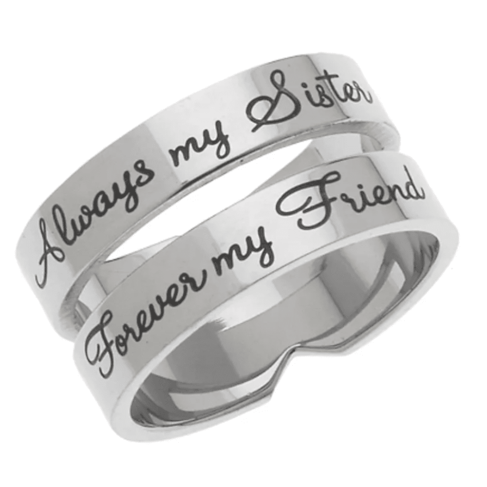 Women Stainless Steel Always Sisters Forever Friends, Soul Sister Ring ...