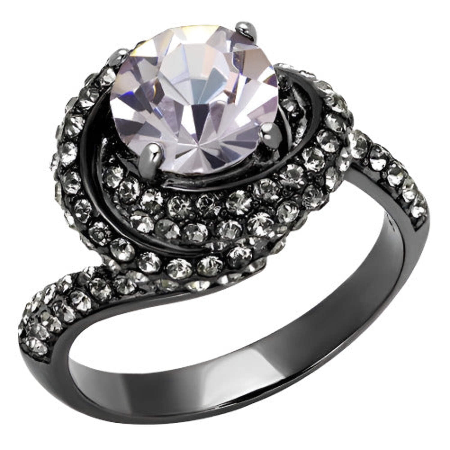 Women Stainless Steel Synthetic Crystal Rings Light Amethyst - Walmart.com