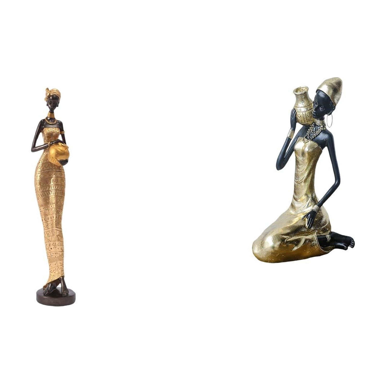 Women Statues African Tribal Lady Statue Resin Craft for Office Bar ...