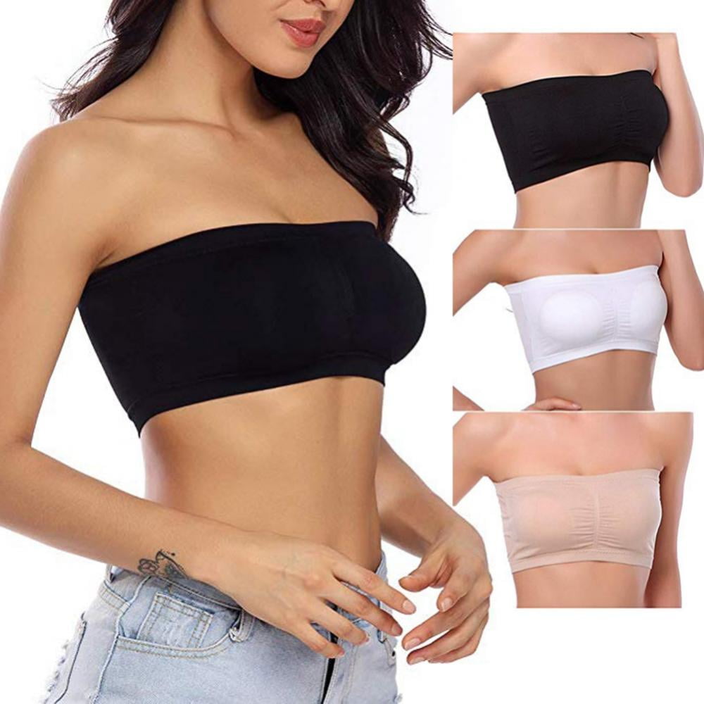 Women Strapless Bandeau Bra Seamless Bralettes Ladies Stretchy Chest