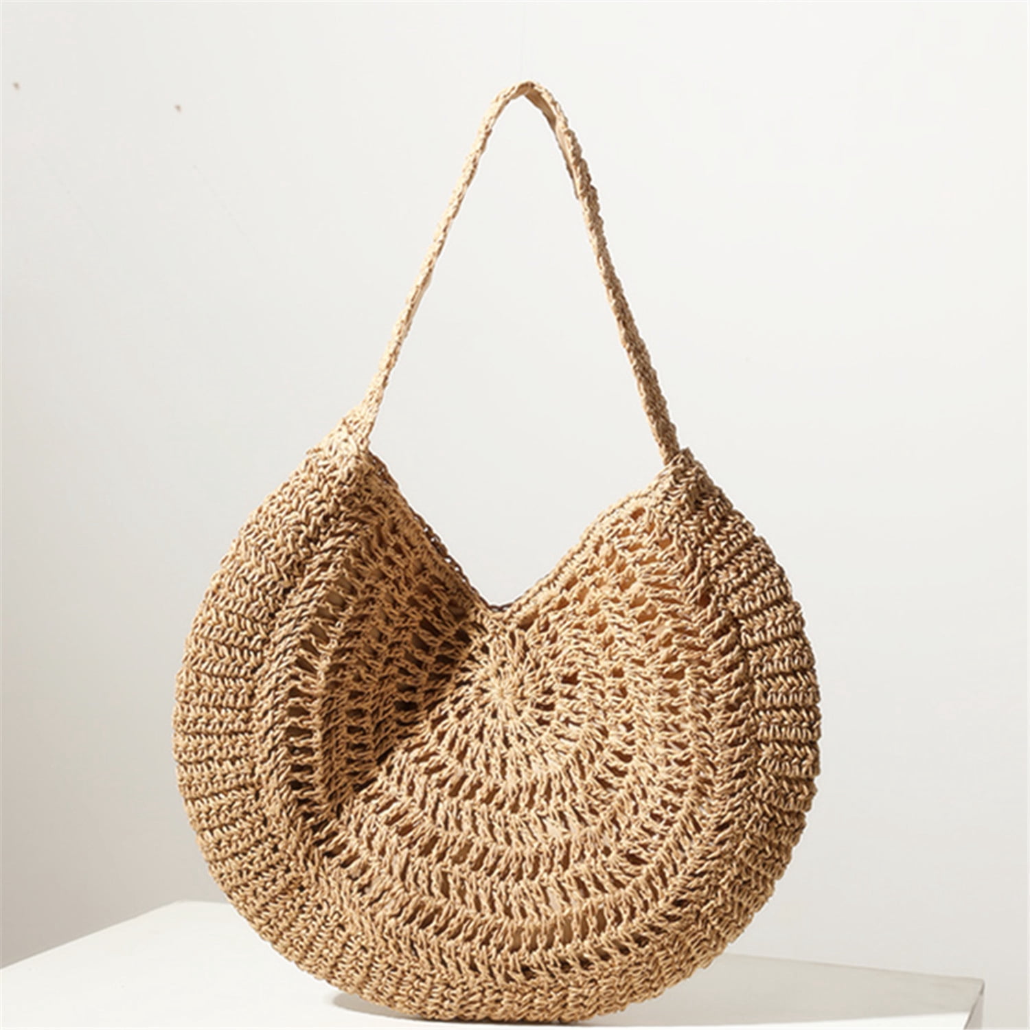 Women Straw Bags Summer Beach Large Tote Bag Handmade Woven Shoulder ...