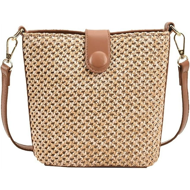 Women Straw Crossbody Bag Beach Handmade Rattan Shoulder Bags Hand ...