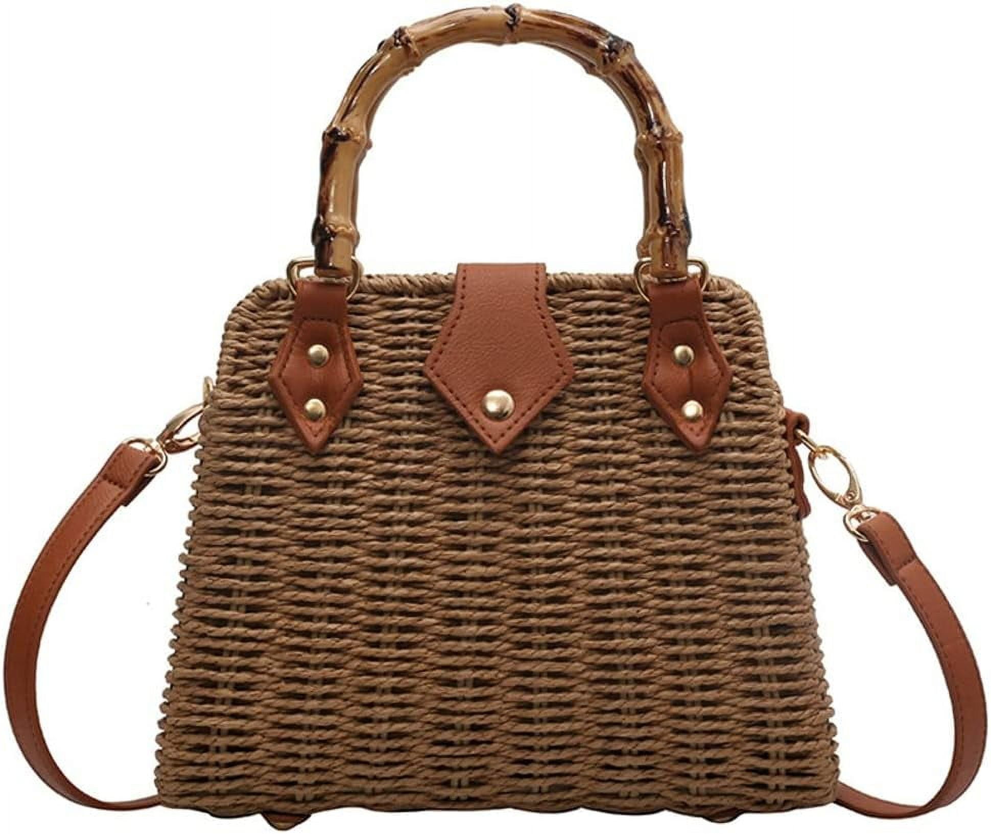 Women Straw Crossbody Bag Handwoven Basket Handbags Summer Beach Weave ...