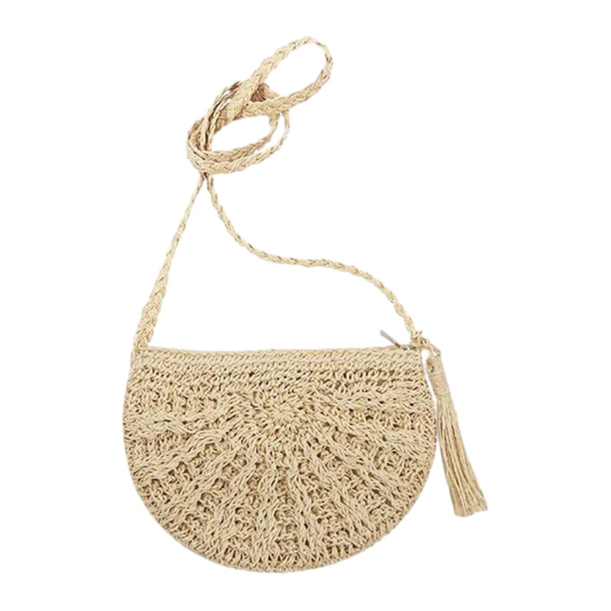 Women Straw Crossbody Purse Beach Handmade Woven Shoulder Bag with ...
