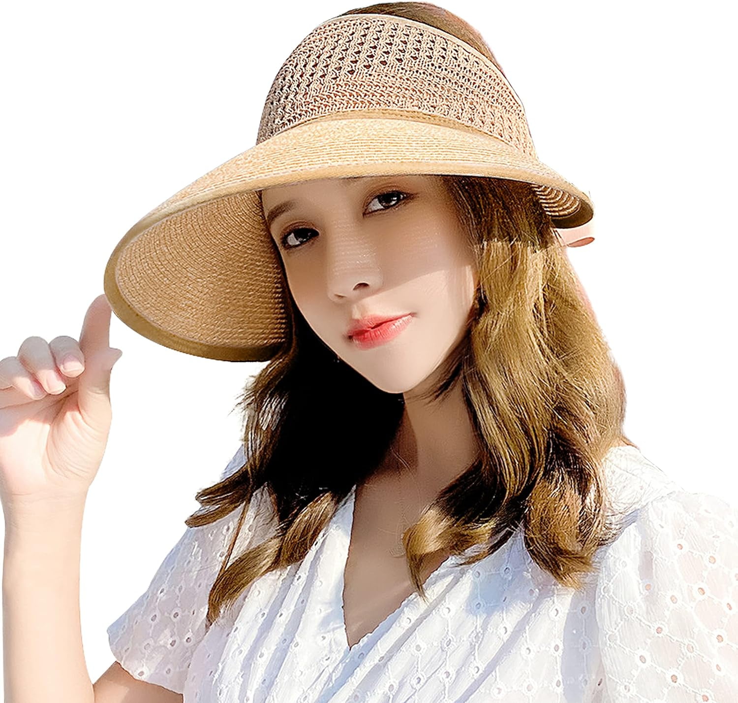 Women Straw Hat Roll Up Sun Hat Packable Sun Visor Kids Beach Hat ...