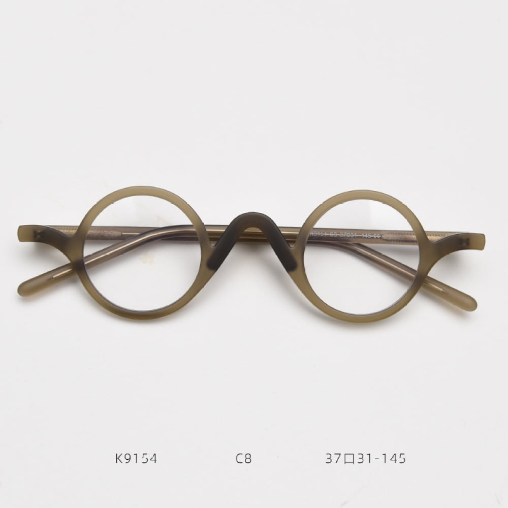 Women Stylish Small Round Olive Green Eyeglass Frame Men Acetate ...