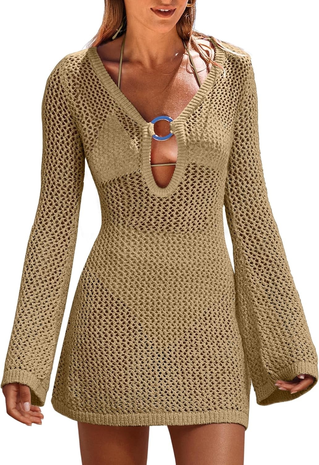 Women Summer Beach Cover Ups Swimsuit Crochet Swimwear Bathing Suit ...