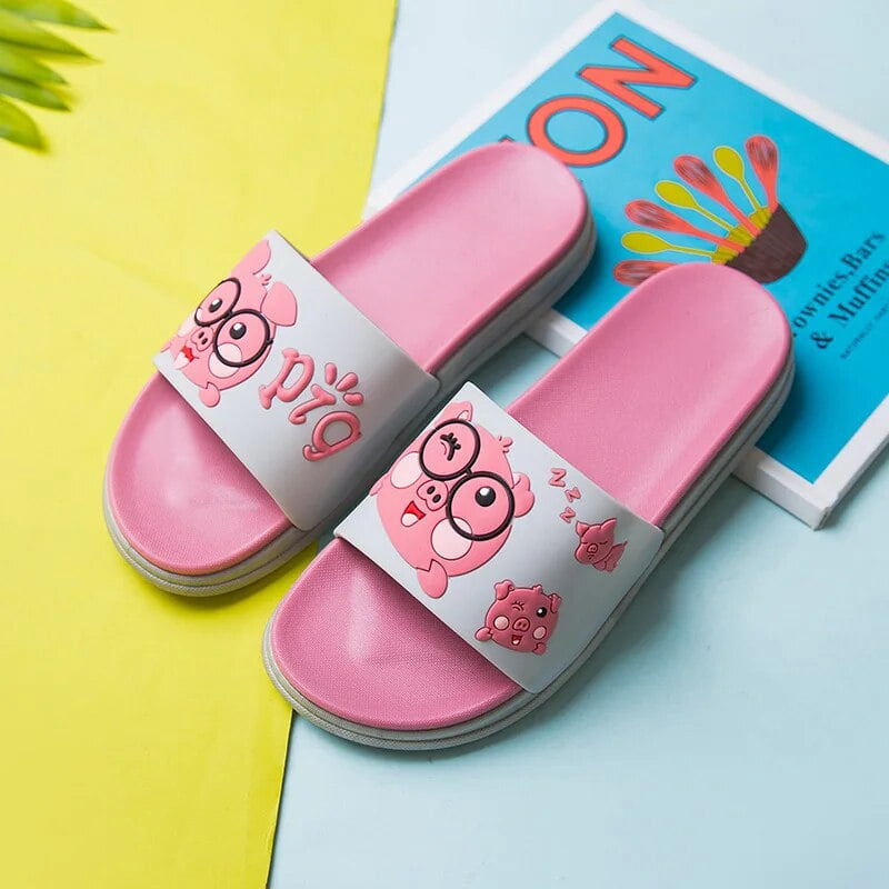 Women Summer Bear Slippers Flip Flops Cute Cartoon Shoes for Woman ...
