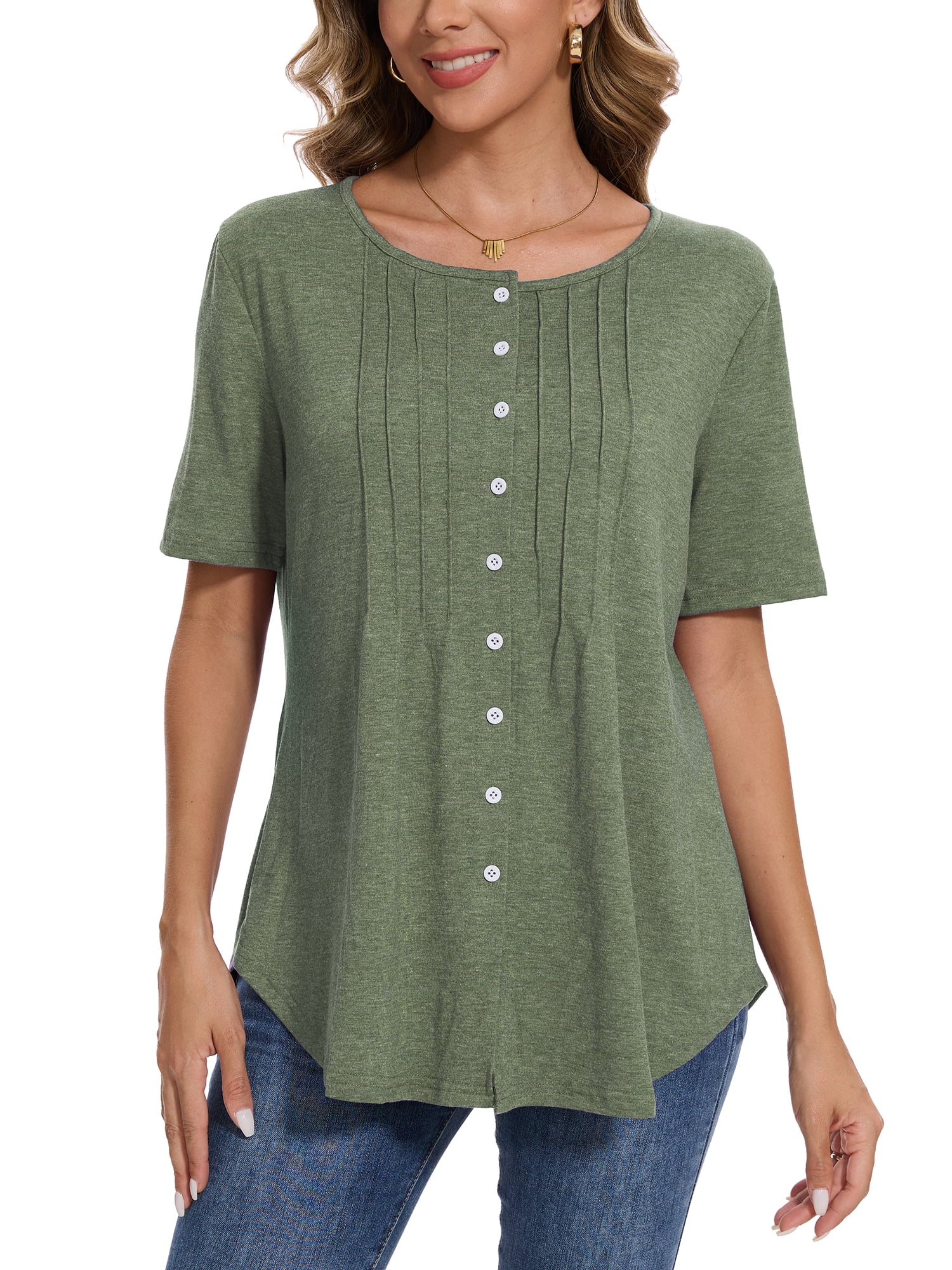Women's Summer Polyester Tunic Top, Casual Loose Pullover T-Shirt ...