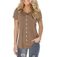 Women Summer Button Up Front Tops Shirts Casual Loose Pullover T-shirt ...