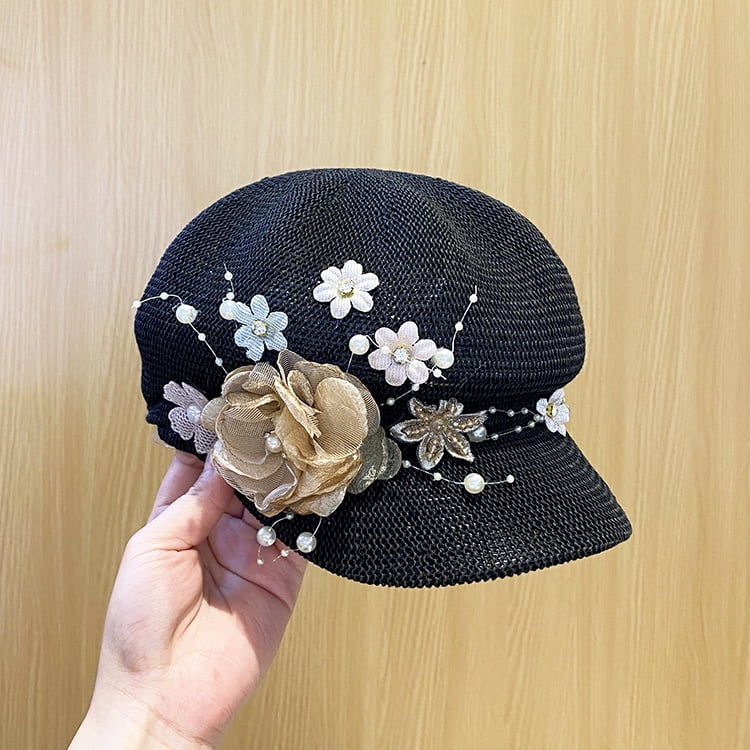 Women Summer Octagonal Cap Straw Thin Newsboy Cap Painter Adjustable ...