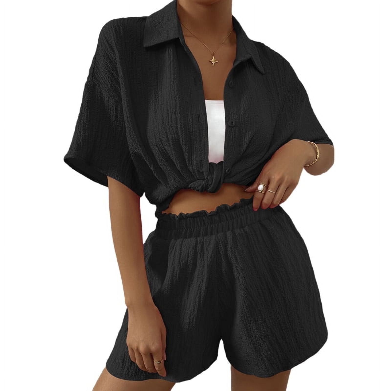 Women Summer Short Sets 2 Piece Shorts Top Lounge Beach Vacation Two ...