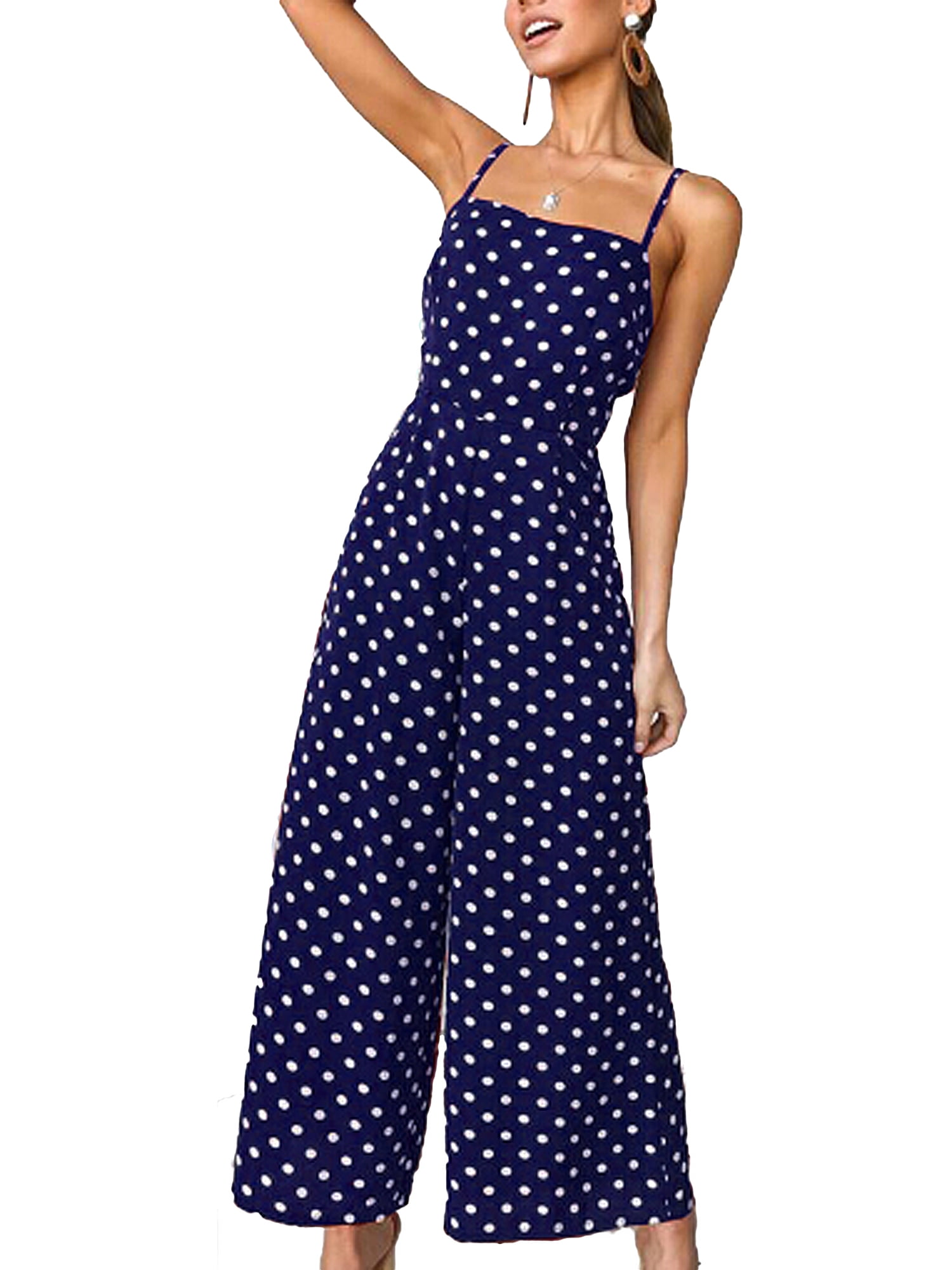 Women Summer Sleeveless Jumpsuit Playsuit Party Wide Leg Long Trousers ...