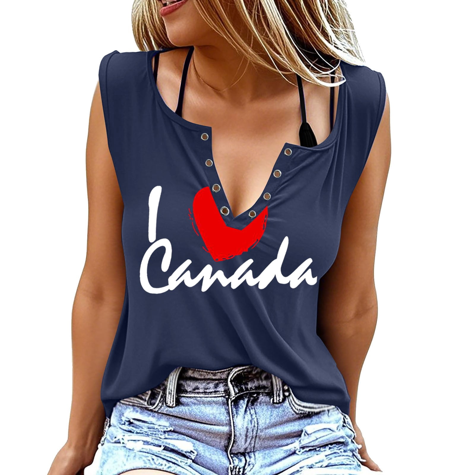 Women Summer Tops Summer Women's Tanks & Stylish V Neck Casual Top With ...