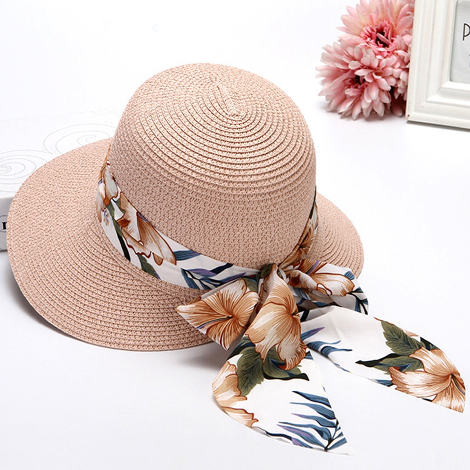 Women Summer Wide Straw Hat Beach Foldable Sun Hats Floppy Roll Up