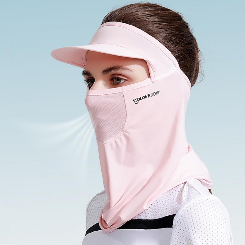 Women Sun Cap Finshing Hats UPF+50 Detachable Face Mask Neck Flap Visor ...