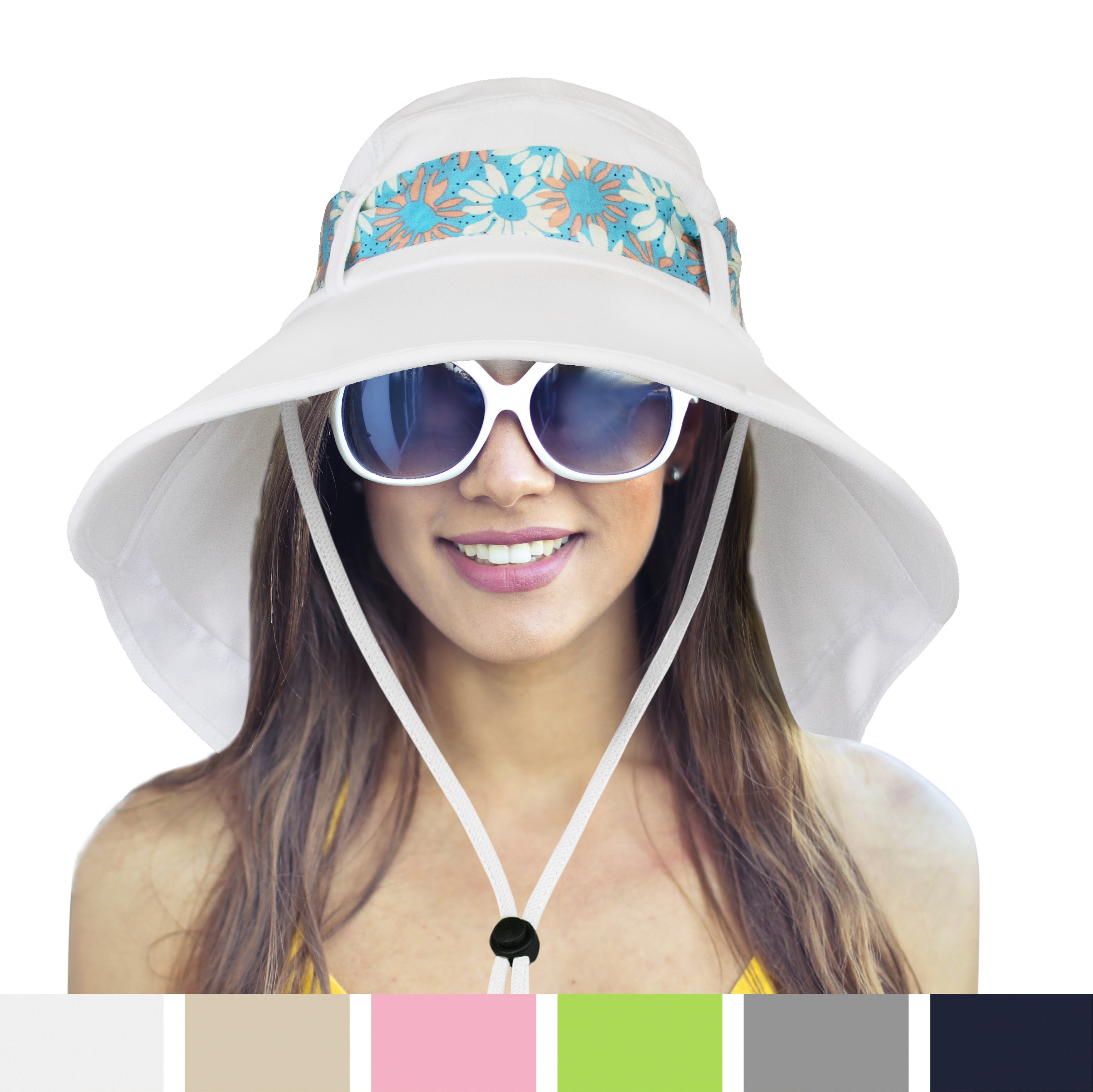 Women Sun Hat with Neck Flap Wide Brim | Ladies Outdoor Shade Hat for ...