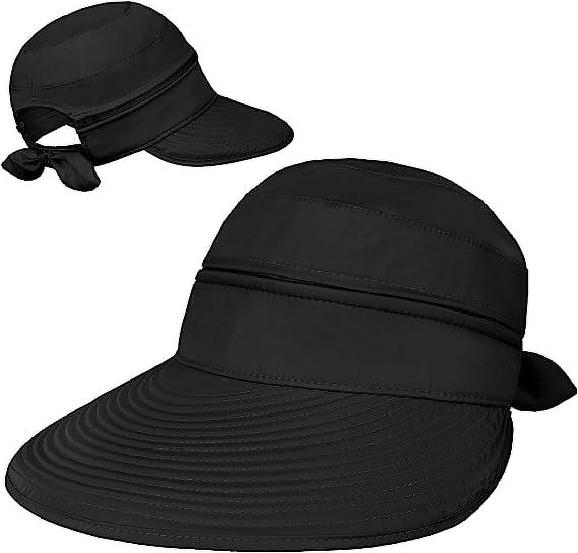 Women Sun Hat UPF 50+, Zip Off Sun Hat Visor, Ponytail Sun Protection ...