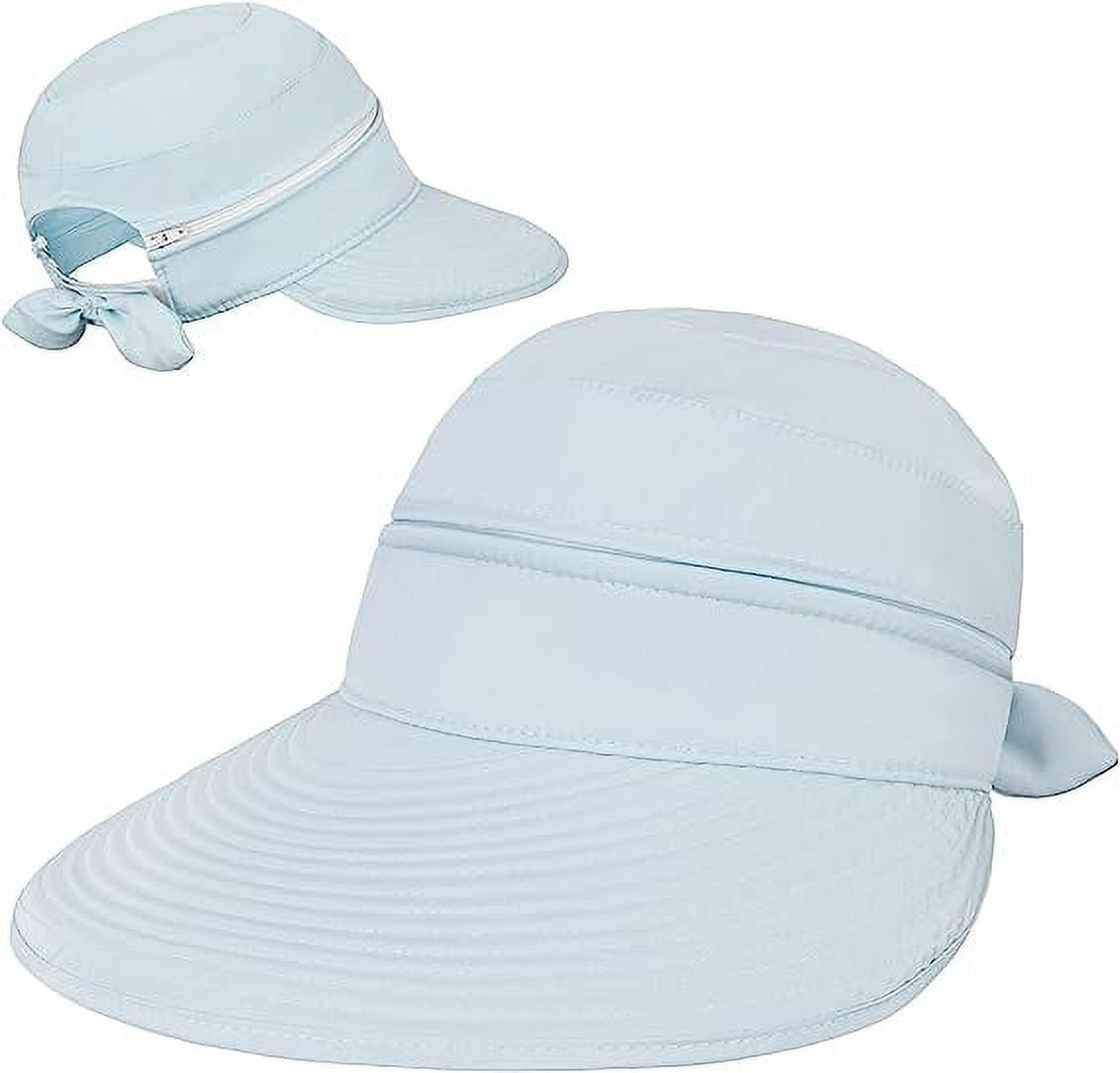 Women Sun Hat UPF 50+, Zip Off Sun Hat Visor, Ponytail Sun Protection ...