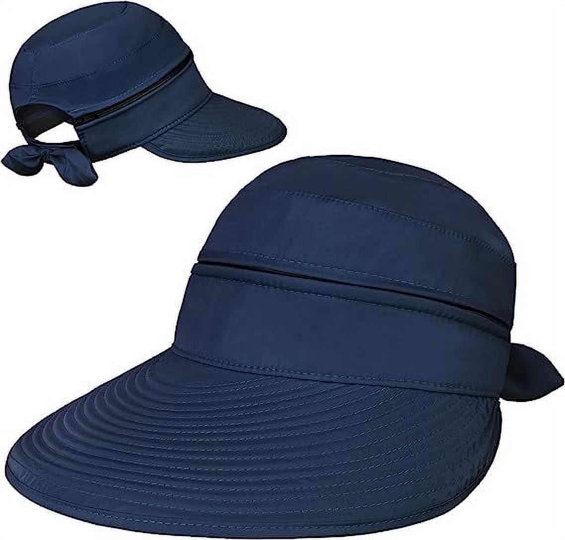 Women Sun Hat UPF 50+, Zip Off Sun Hat Visor, Ponytail Sun Protection ...