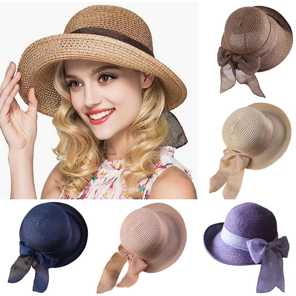 Women Sun Hats Fashionable Summer Wide Brim Cap BeachStraw Hat UV UPF50 Travel Packable ...
