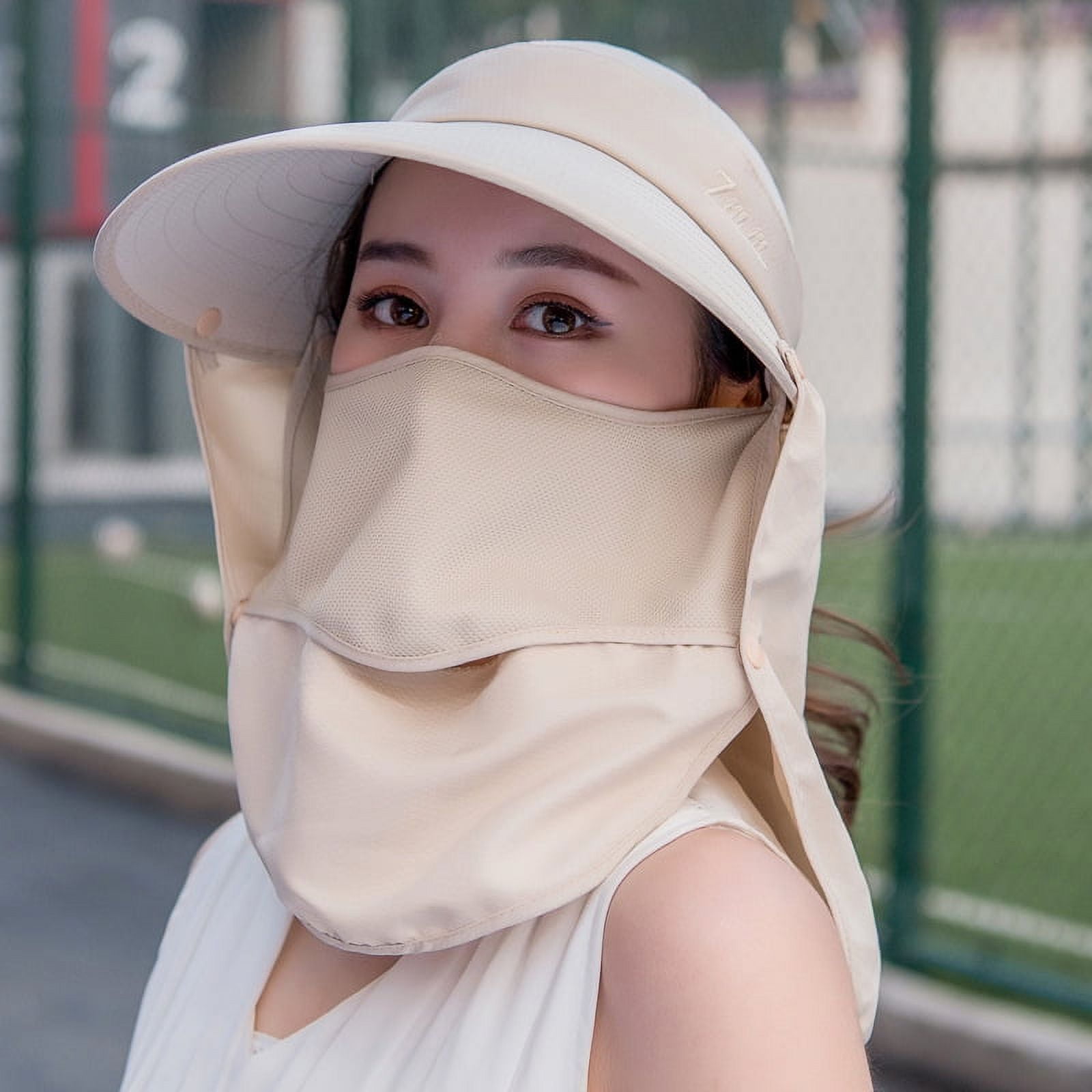 Women Sun Wide Brim UV Protection Fishing Hats Foldable Ponytail Summer ...