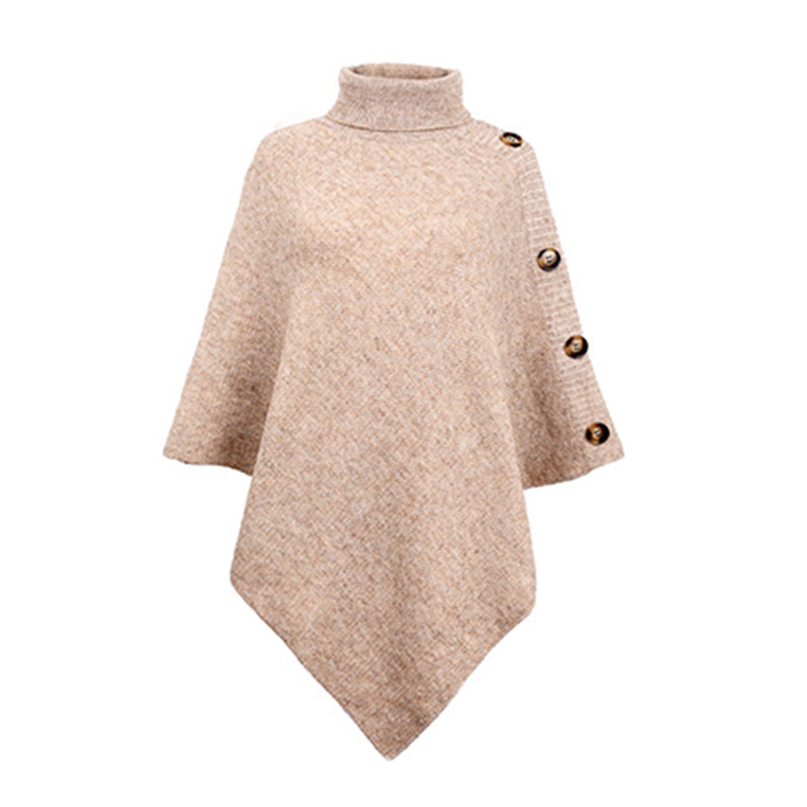 Women Sweater Tops High Collar Solid Color Cape Style Sweater Coat ...