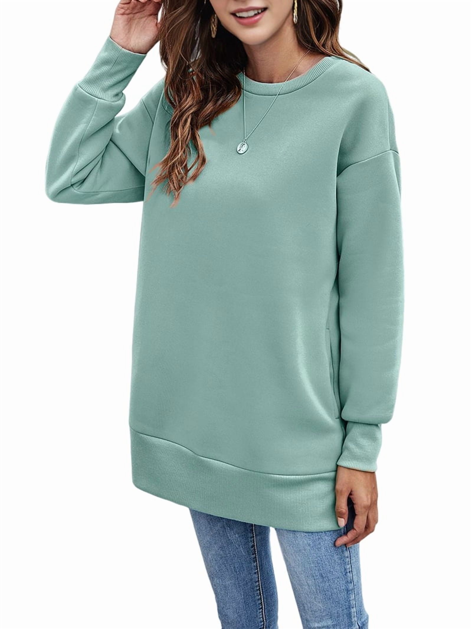 Women Sweatshirts Trendy Fleece Crewneck Sweatshirt Casual Loose ...