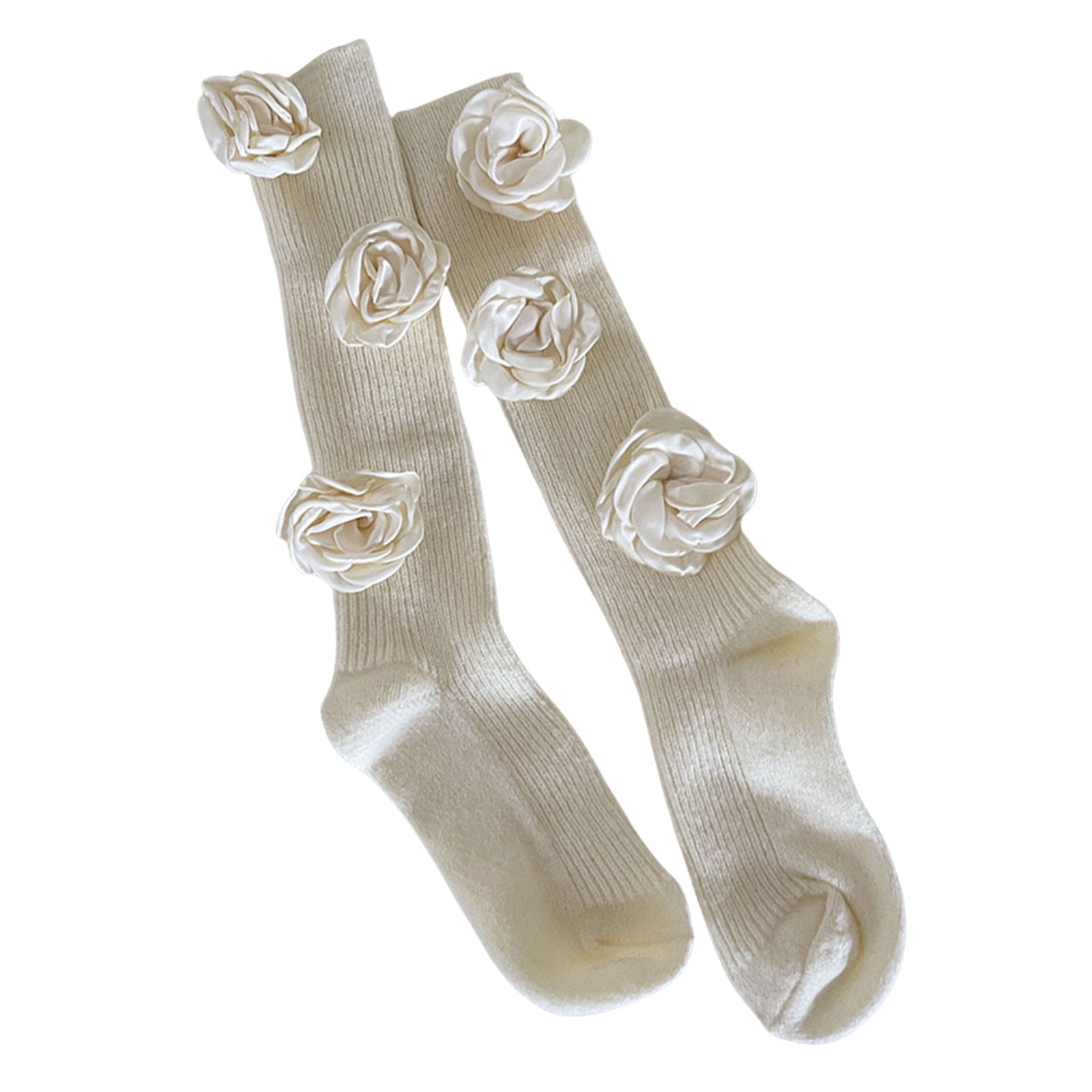 Women Sweet Girl Wool Warm Ribbed Knitted Over the Calf Socks Korean ...