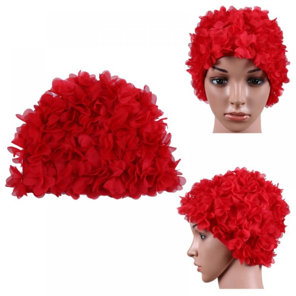 Women Swimming Cap Floral Elastic Breathable Padding Bathing Hat For ...