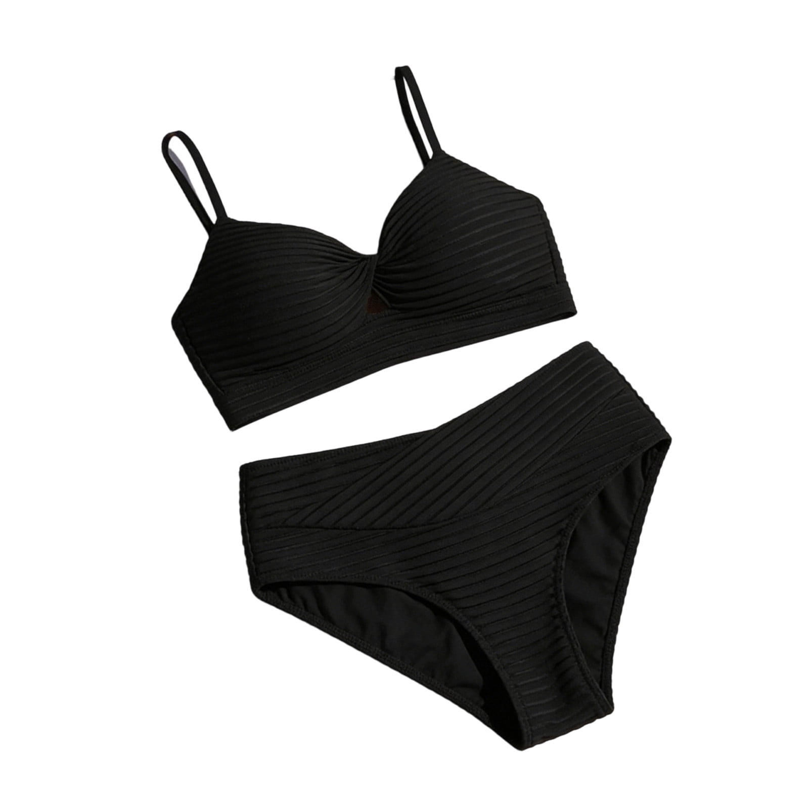 Women Swimming Suit Two-Piece Bikini Set For Solid Color Tankini ...