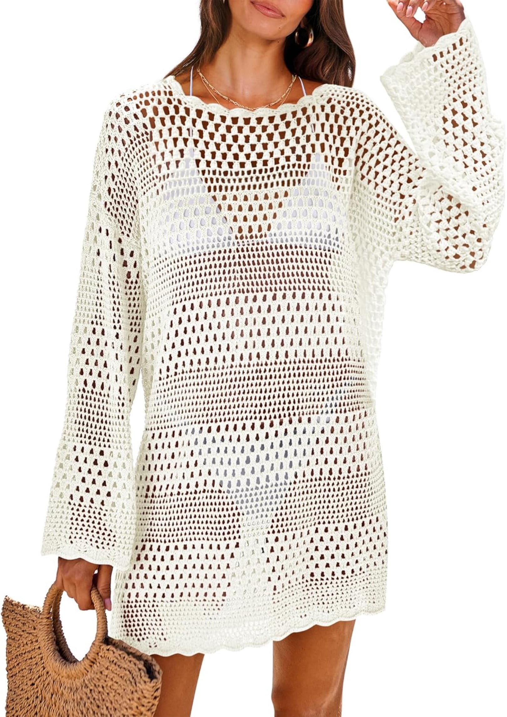 Women Swimsuit Crochet Swim Cover Up Summer Bathing Suit Swimwear Mesh ...