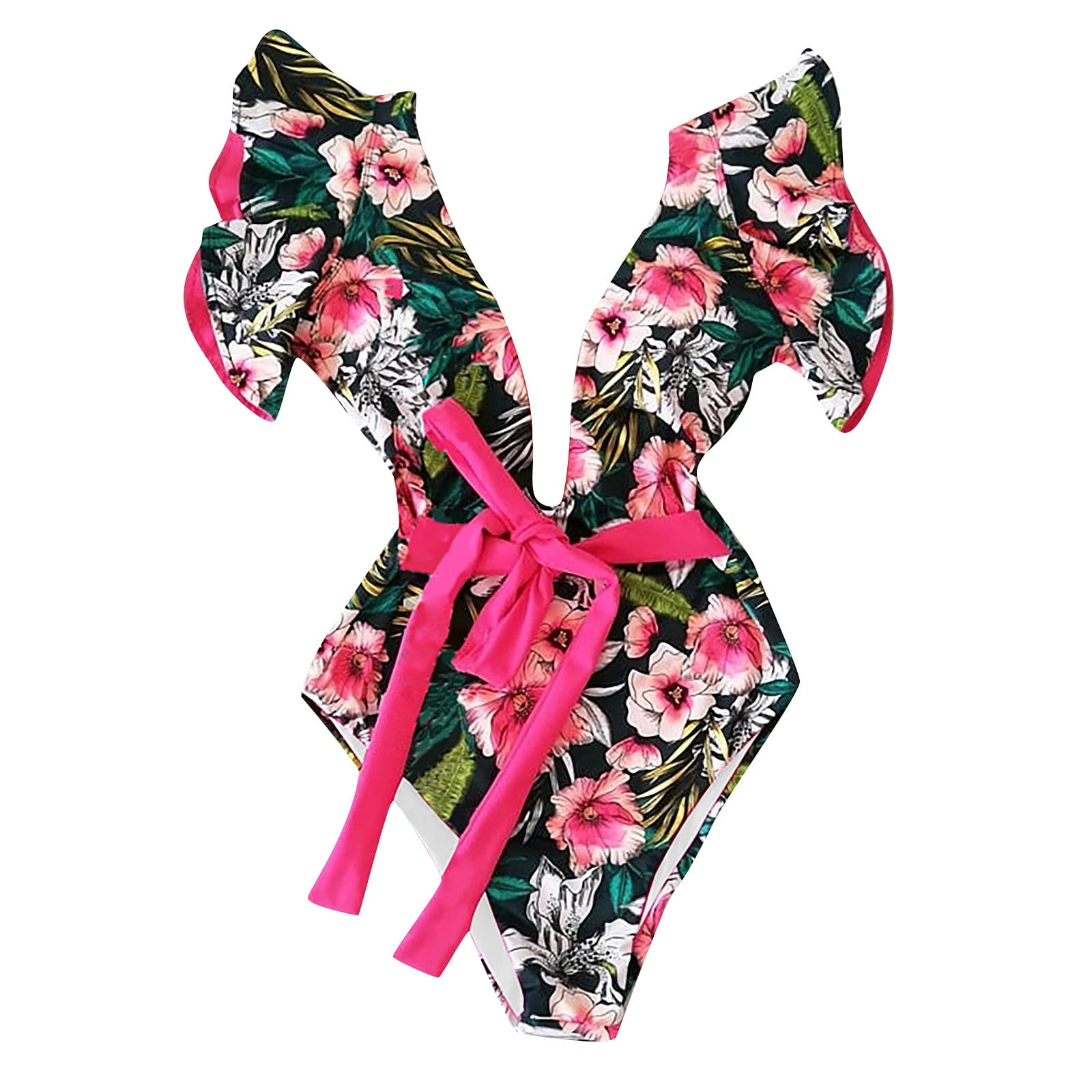Women Swimwear Sexy Leaf Printed Straps Bikini Double Strap High Waist