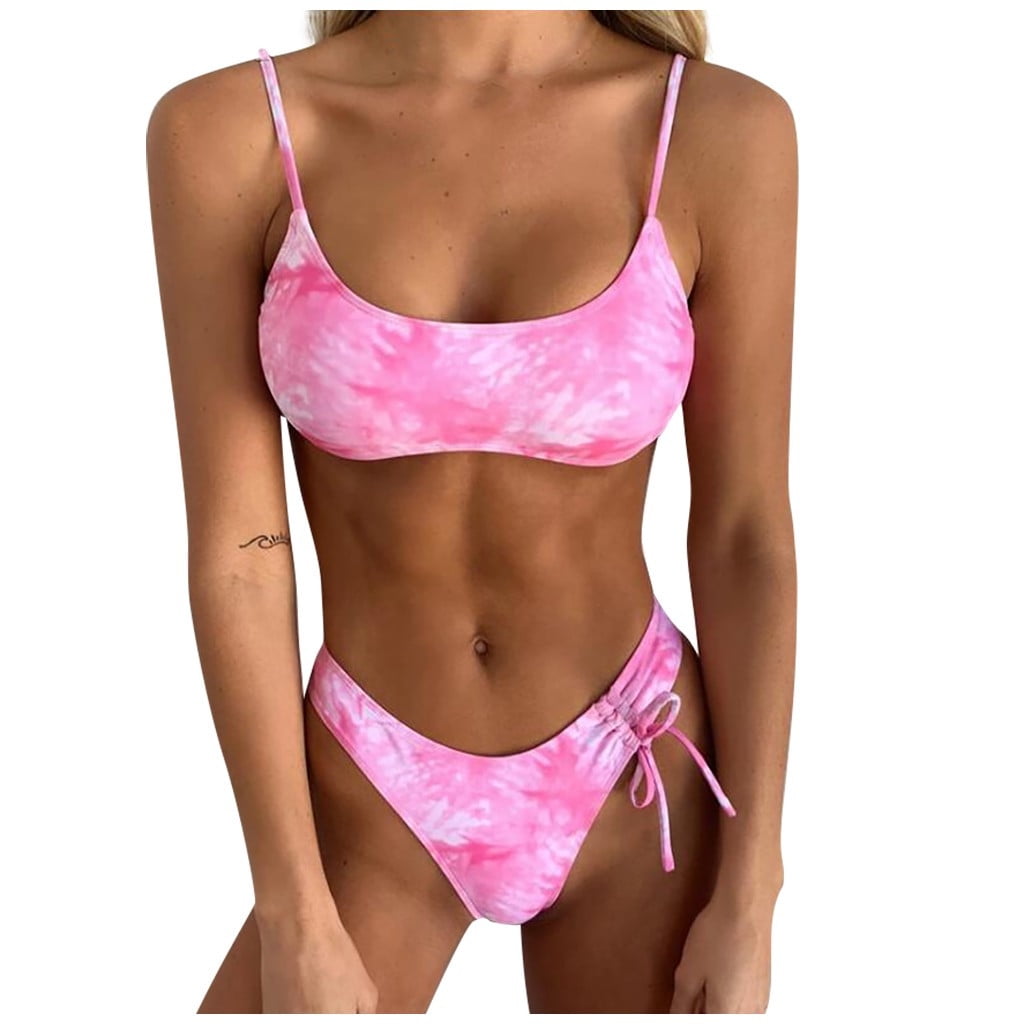 Women Swimwear Sexy Tie Dyed Push Up Padded Bra Bikini Sets Swimsuit