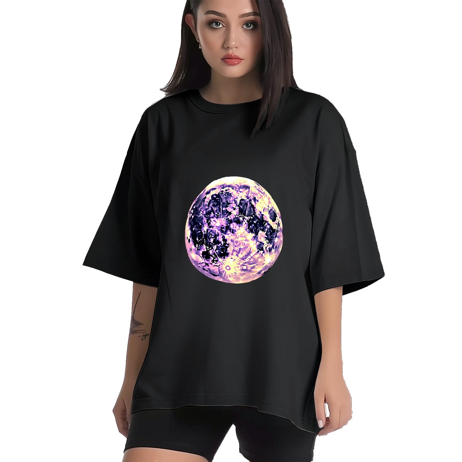 Women T Shirt Graphic Tee Summer Tops Half Sleeve Loose Drop Shoulder ...
