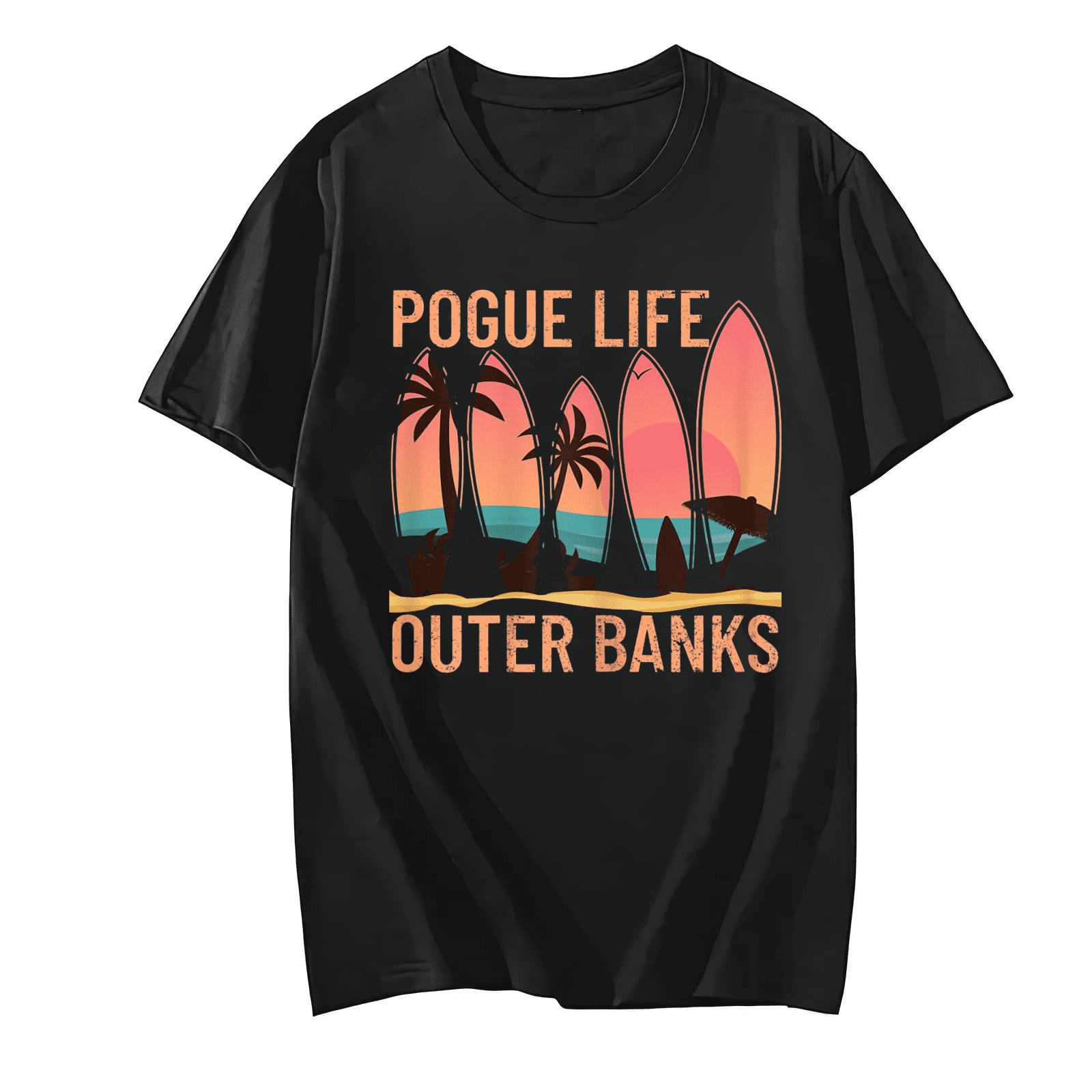 Women T-Shirt Outer Banks Beach Sunset Surfing Pogue Life Short Sleeve ...