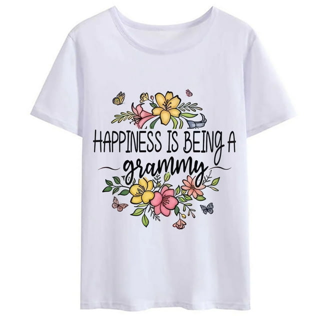 Women T Shirt Happiness Is Being A Grammy Prin T Shirt Summer Casual