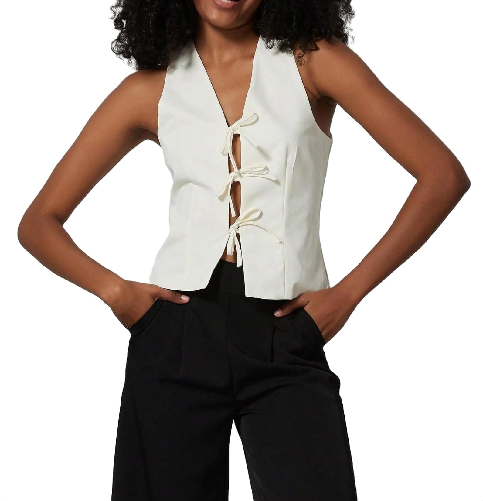 Women Tank Tops & Camis Apricot Colour Solid V neck Tank Casual ...