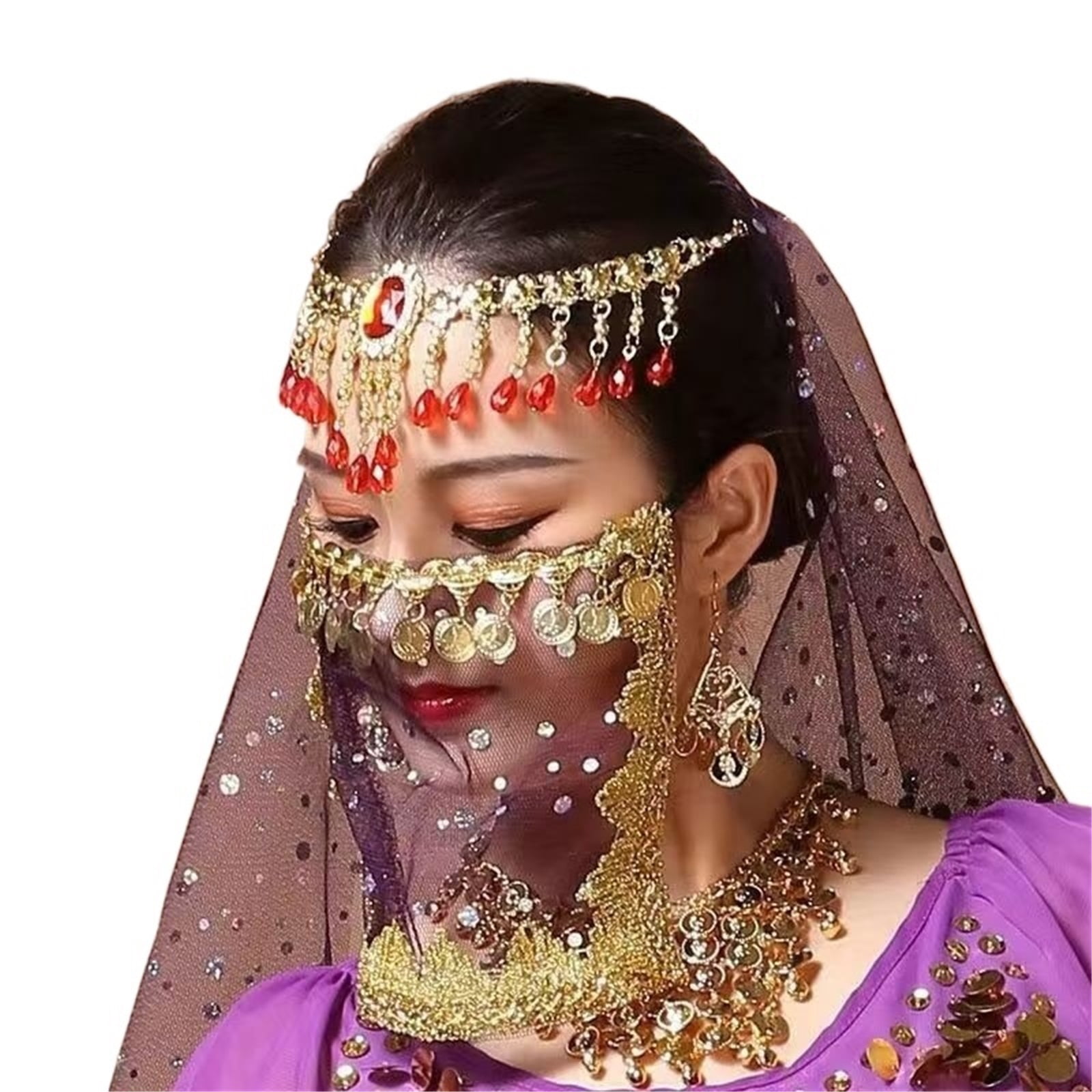 Women Tassel Costume Mask Belly Dance Face Veil Hanfu Accessories ...