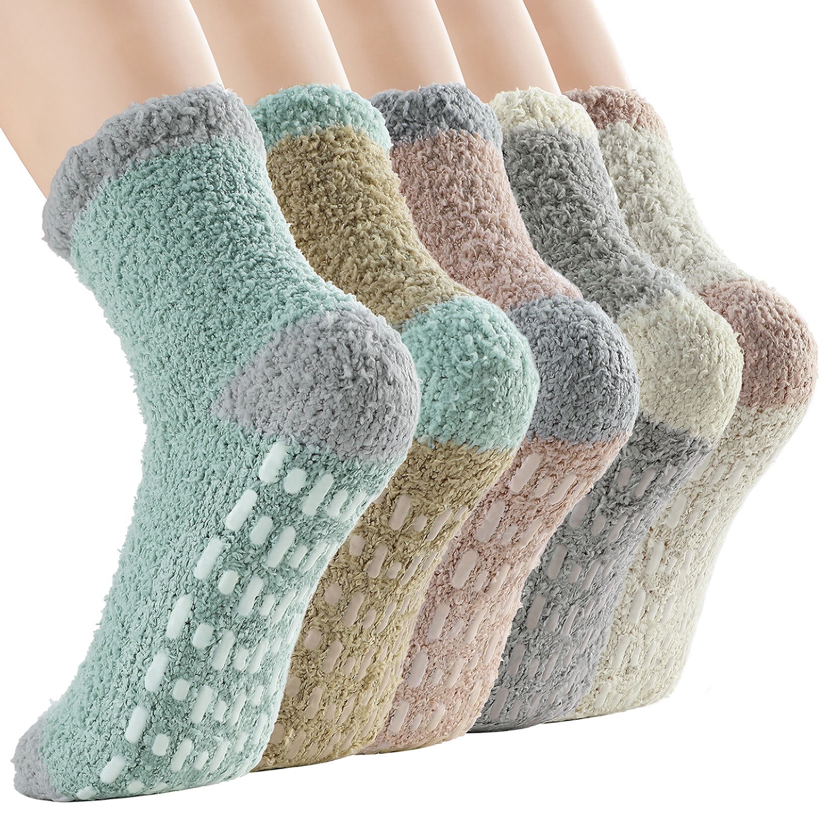 Women Thick Fuzzy Anti-Slip Slipper Socks Winter Warm Socks Fluffy Cozy ...