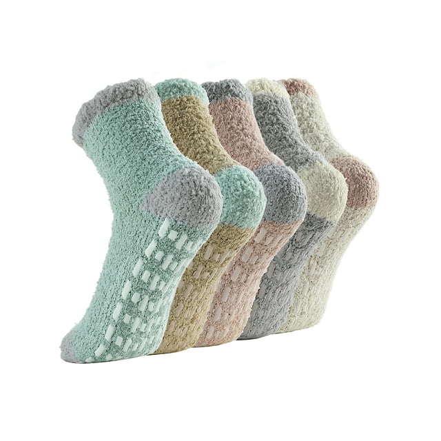 Women Thick Fuzzy Anti-Slip Slipper Socks Winter Warm Socks Fluffy Cozy ...
