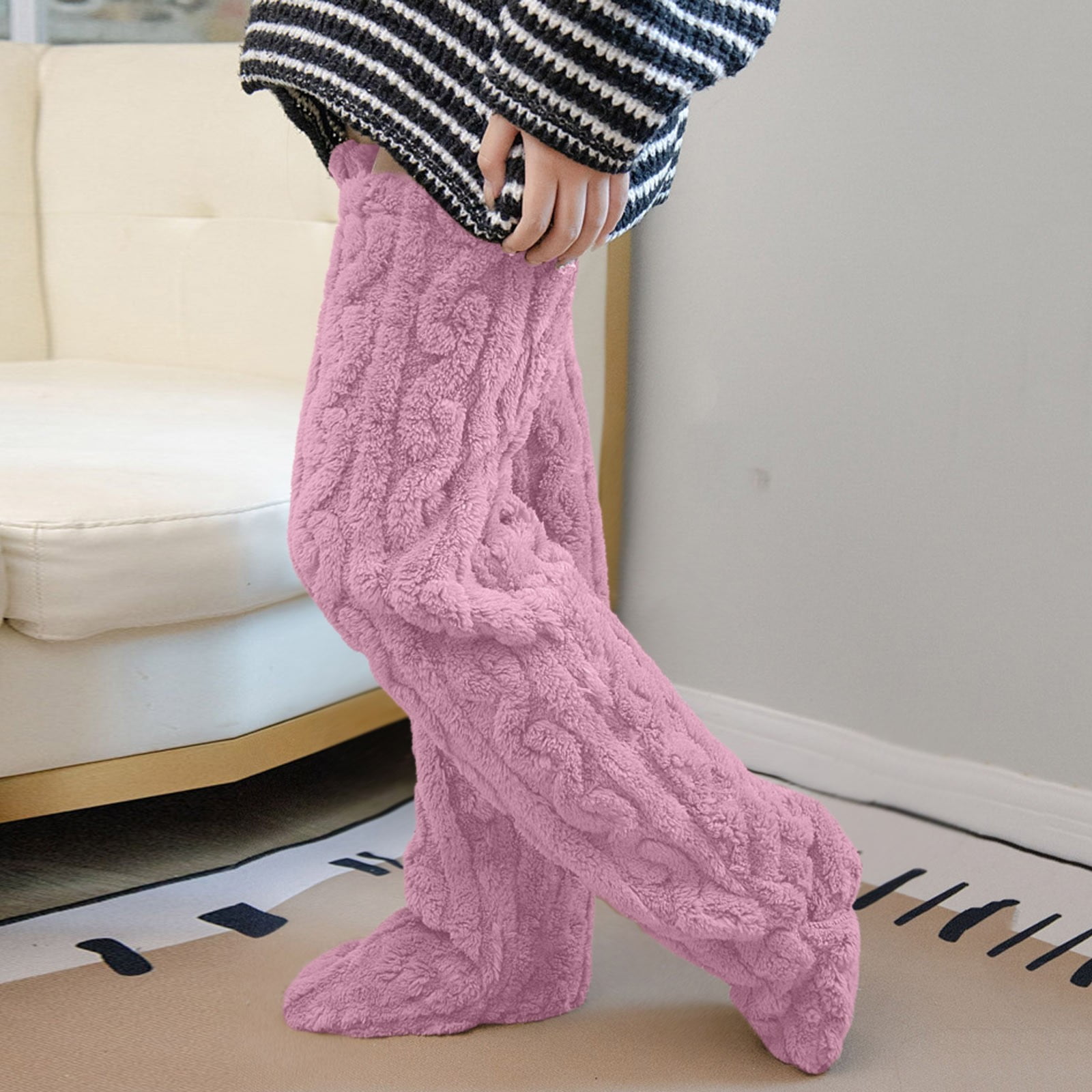 Women Thigh High Fuzzy Socks Women's Christmas Leg Warmers Winter Warm ...