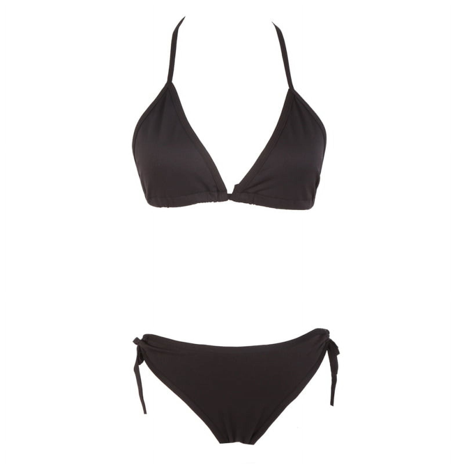 Women Tie Side Bottom Padded Top Triangle Bikini String Bathing Suit ...