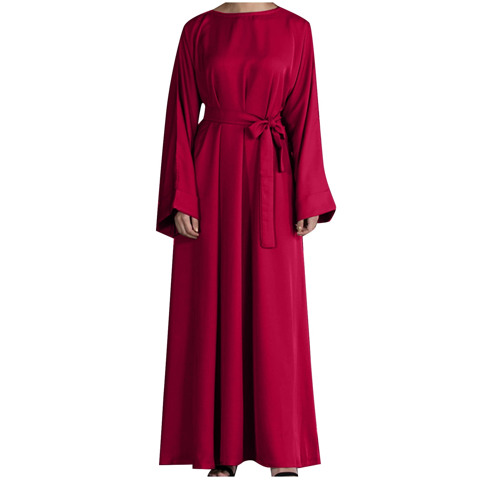 Women Tie Waist Muslim Formal Long Gown, Prayer Clothes Islamic Dubai ...
