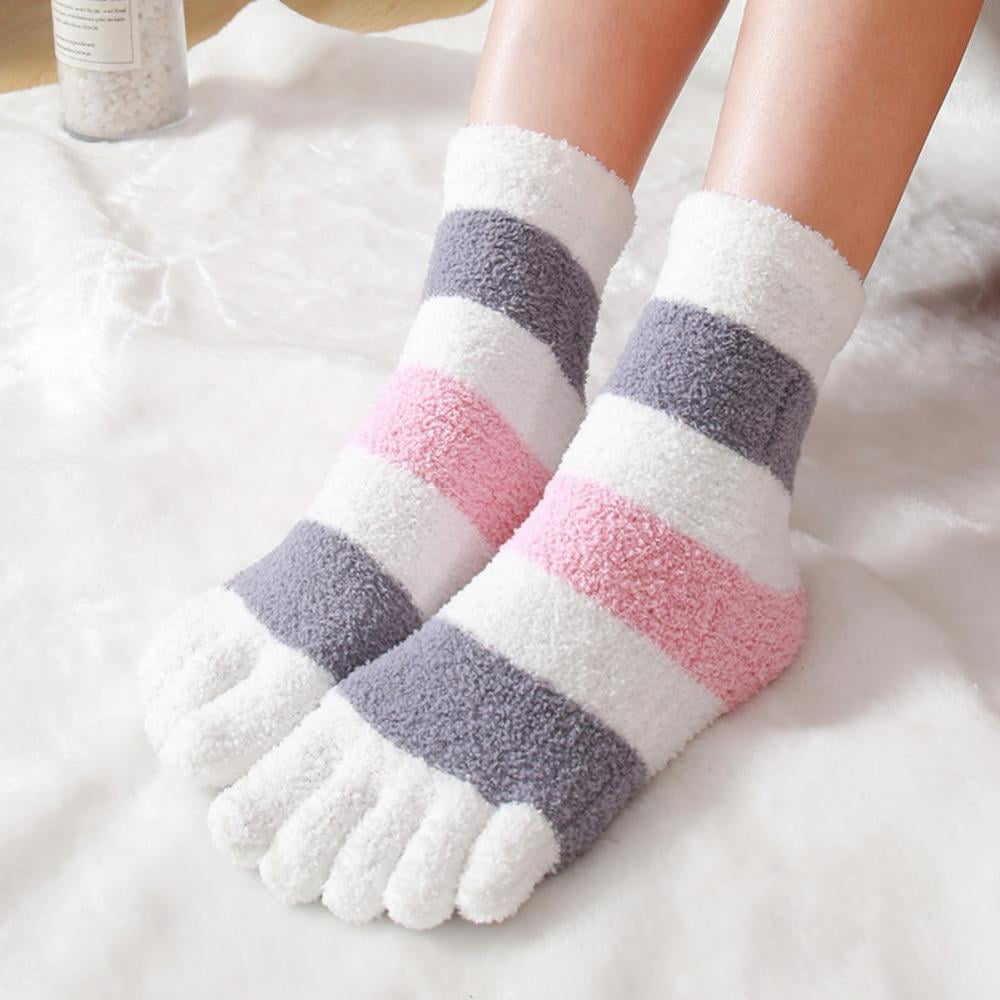 Women Toe Socks Fuzzy Toe Socks Winter Warm Toe Socks Five Toe Socks ...