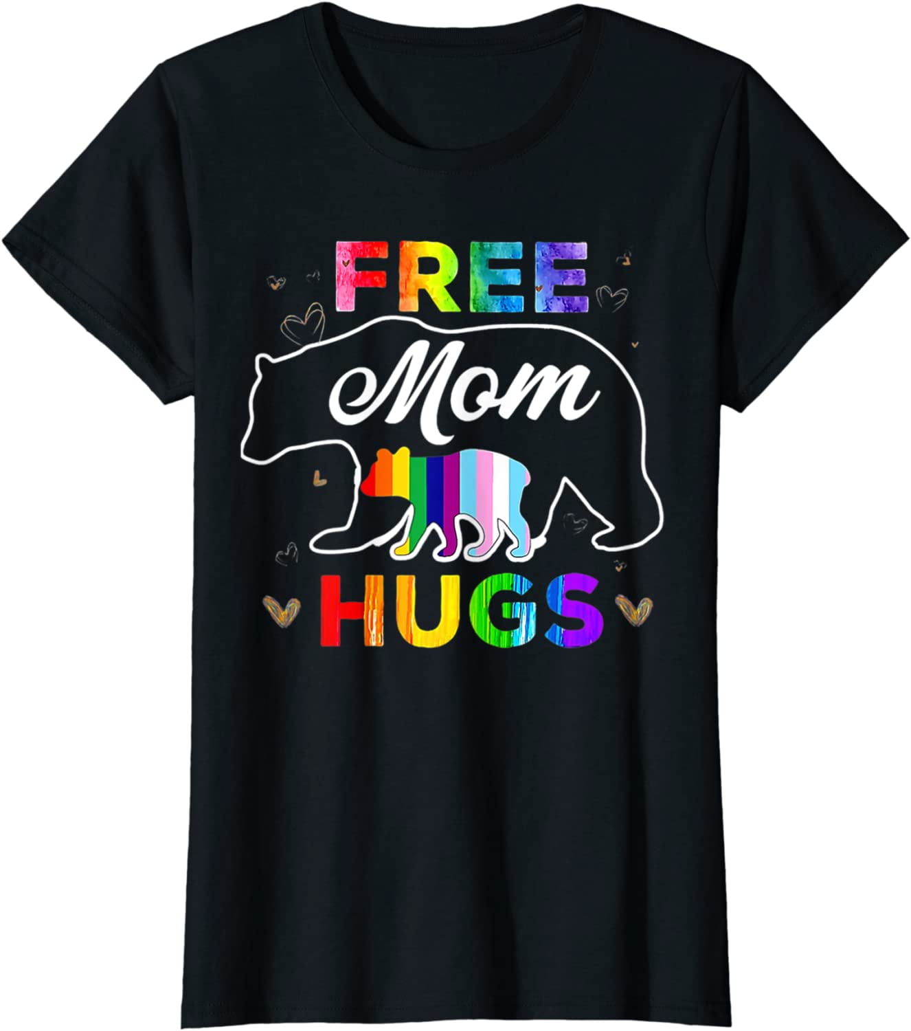 Women Tops LGBTQ Pride Mama Bear Free Mom Hugs Short Sleeve T-Shirt ...