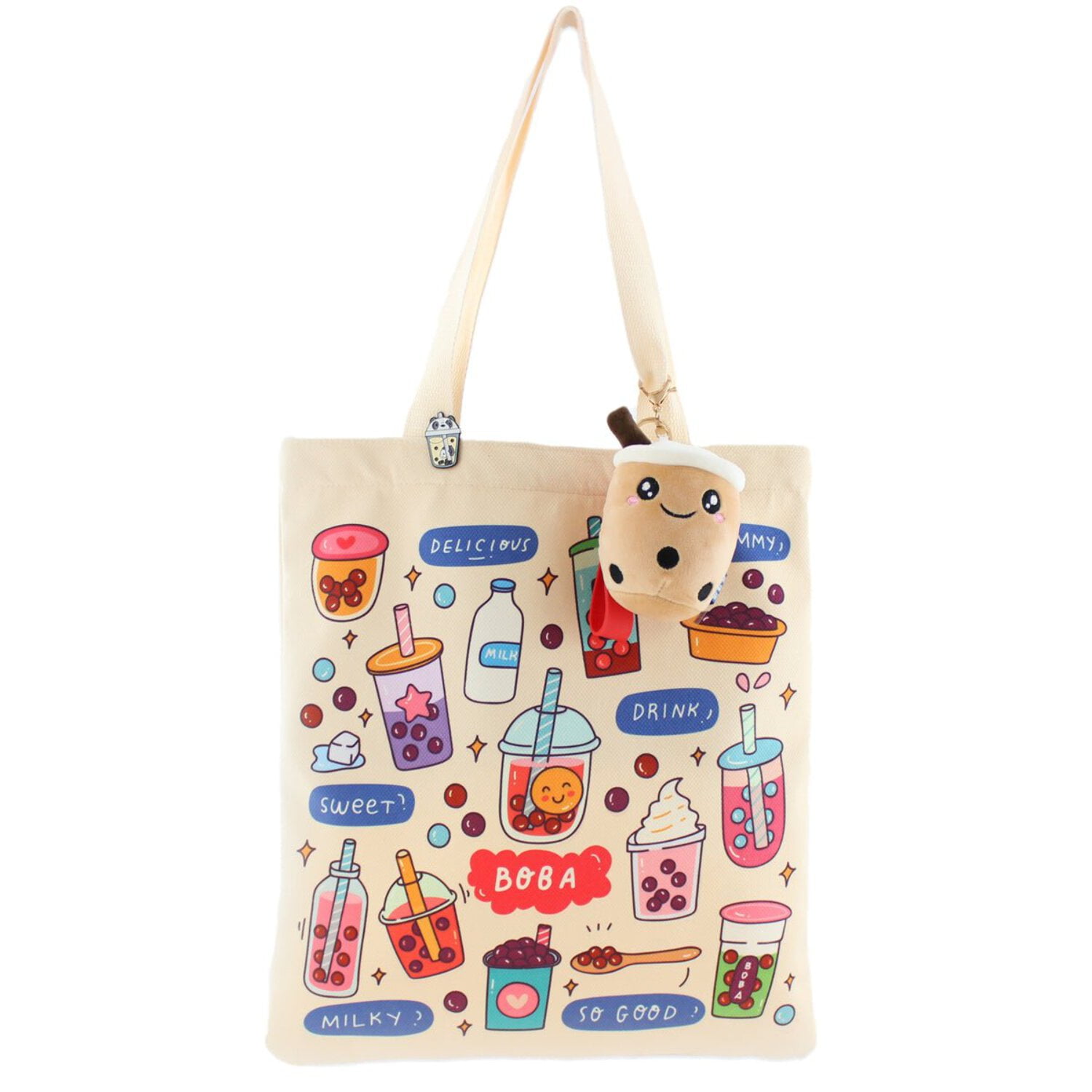 Women Tote Bag, Flannel Boba Bag Print on Both Sides, Bubble Tea Tote ...
