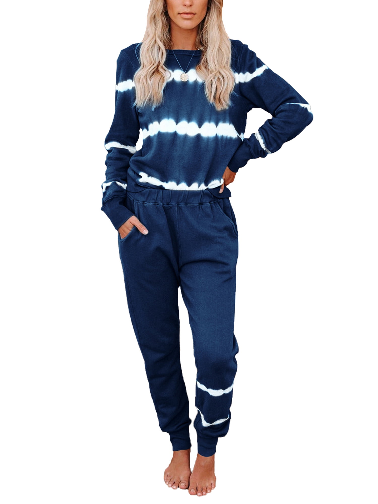 Women Tracksuit Casual Fit Jogging Set Ladies Fitness Exercise Sports ...