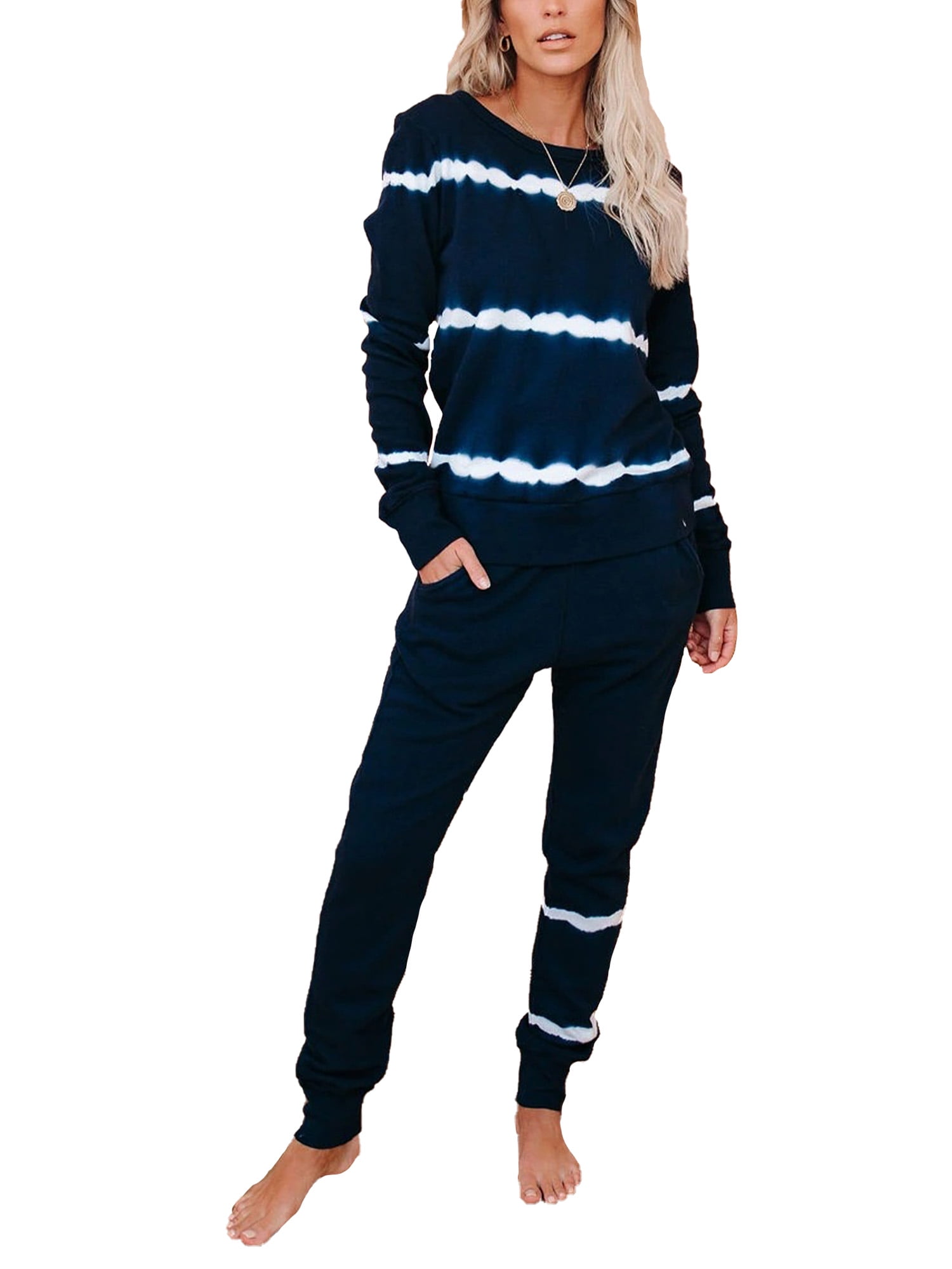 Women Tracksuit Casual Fit Jogging Set Ladies Fitness Exercise Sports ...