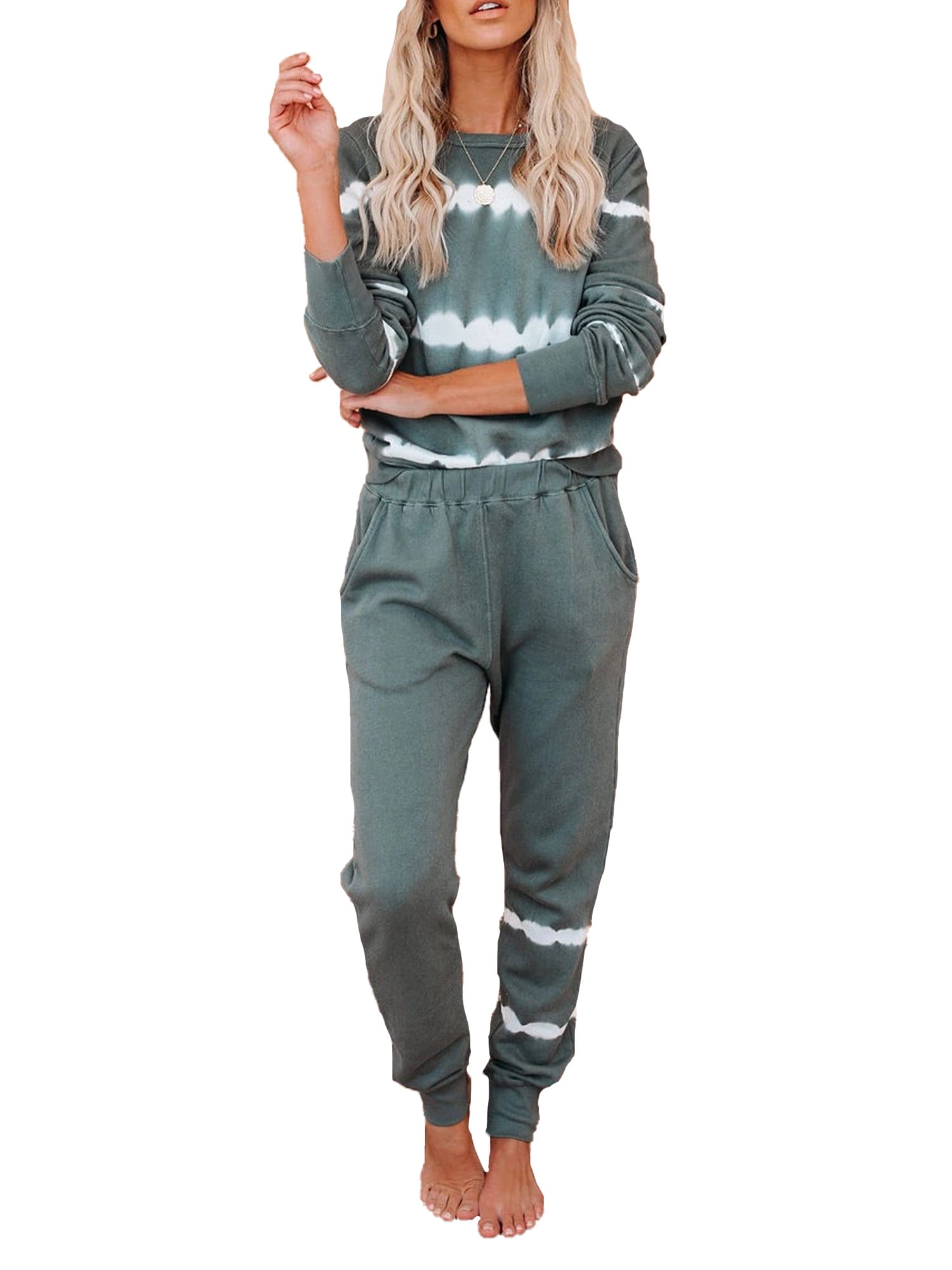 Women Tracksuit Casual Fit Jogging Set Ladies Fitness Exercise Sports ...